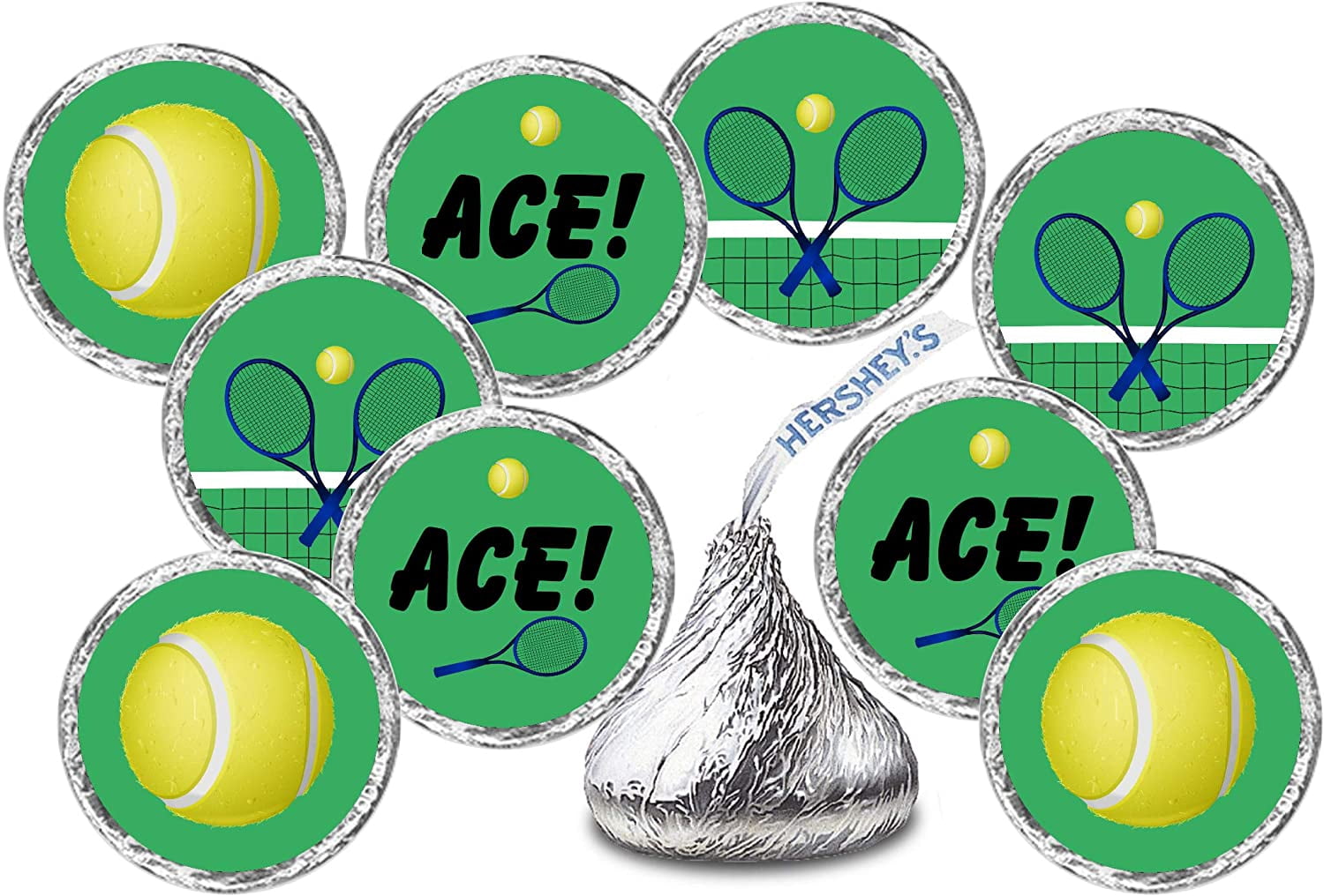 216 Sports Tennis Kisses Stickers, Kisses Stickers for Birthday Party ...