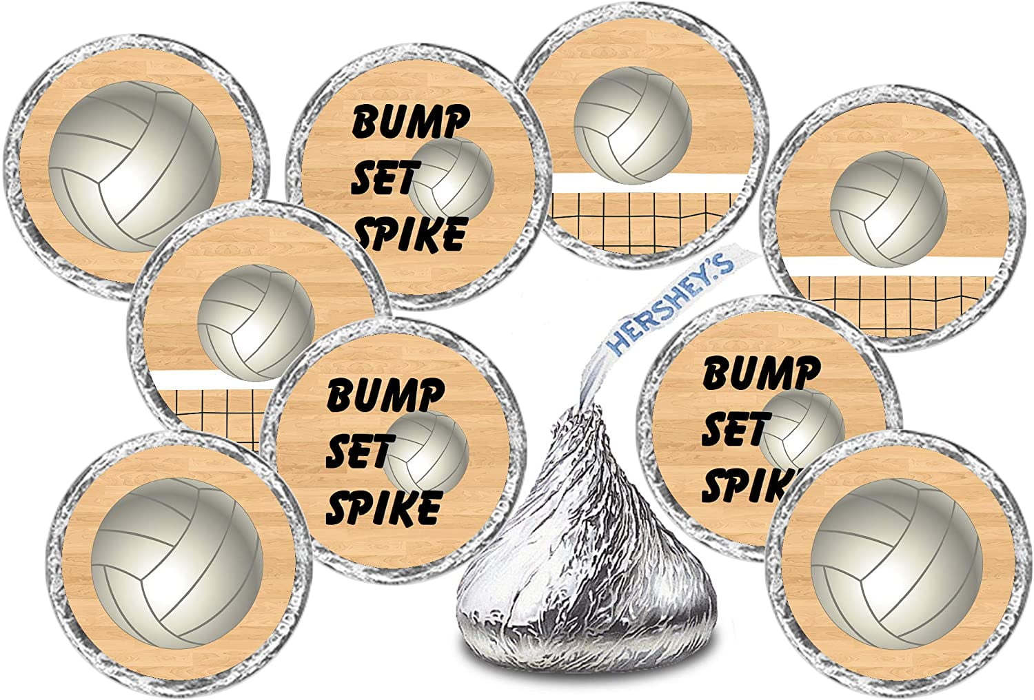 216 Sports Volleyball Kisses Stickers, Kisses Stickers for Birthday ...