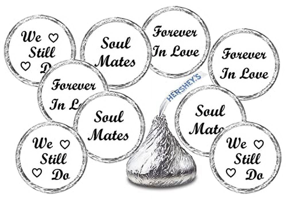 216 Vow Renewal Kisses Stickers, We Still Do Chocolate Drops Labels ...
