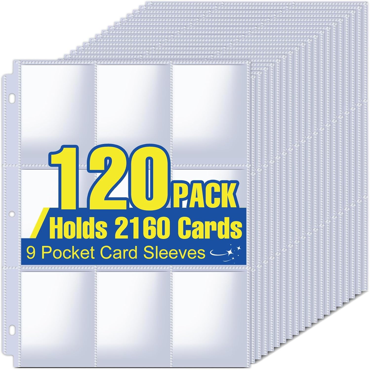 2160 Pockets Card Sleeves Binder Sheets, 9 Pocket Card Sleeves for 3 ...
