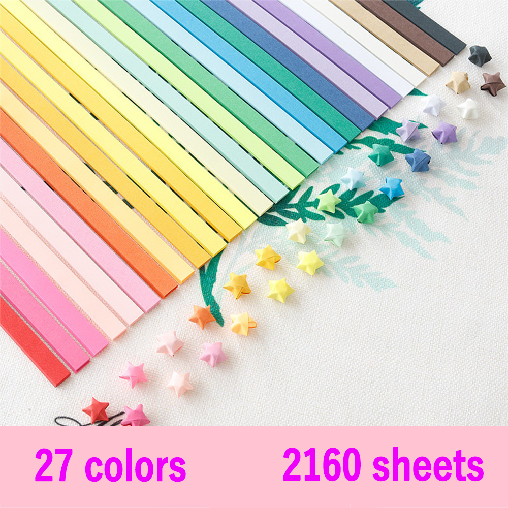 2160 Sheets Origami Paper, 27 Assortment Colors Paper Star Strips, Star ...