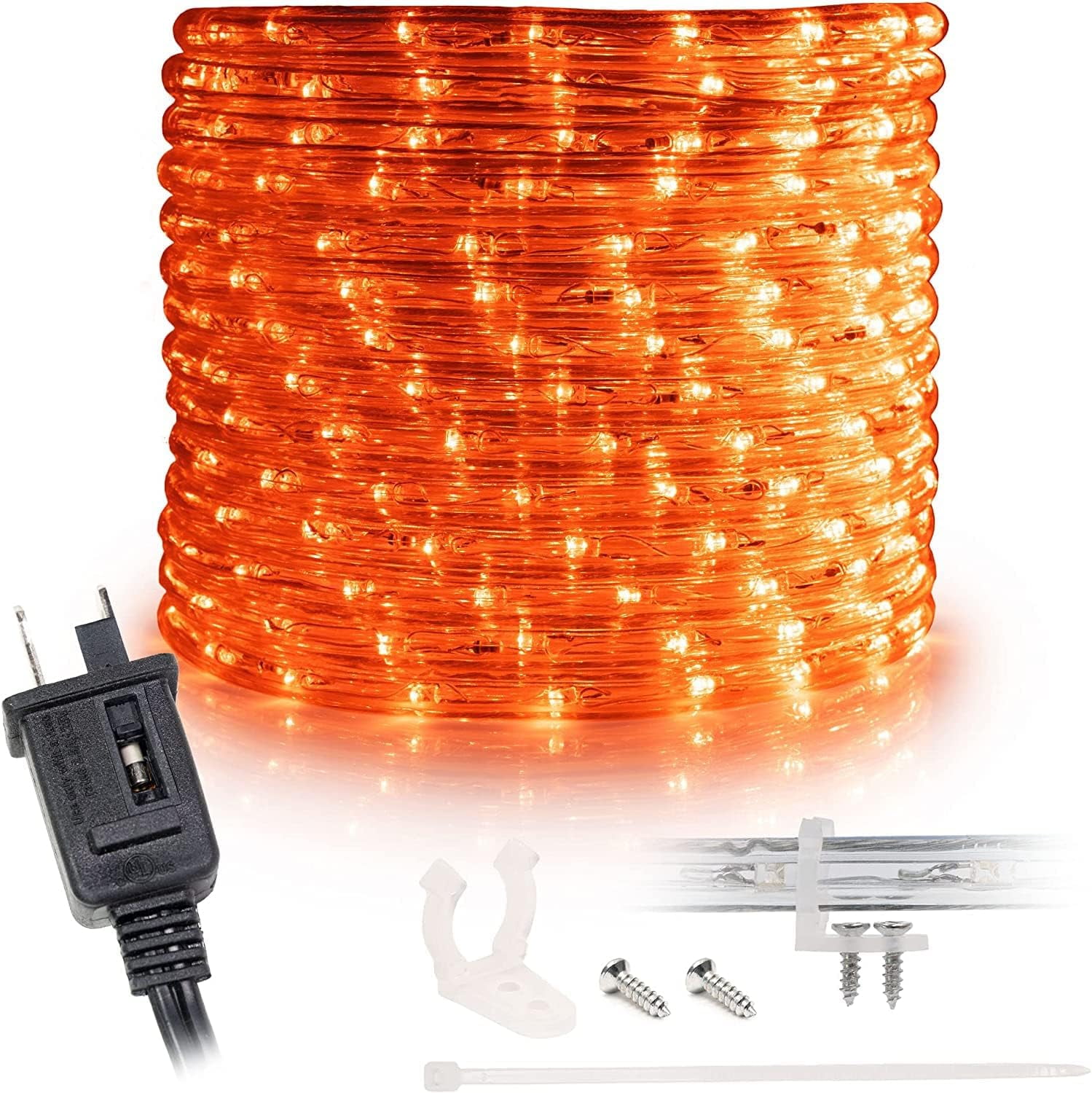 216LEDs, 20ft Orange LED Rope Light, Connectable Outdoor Permanent ...