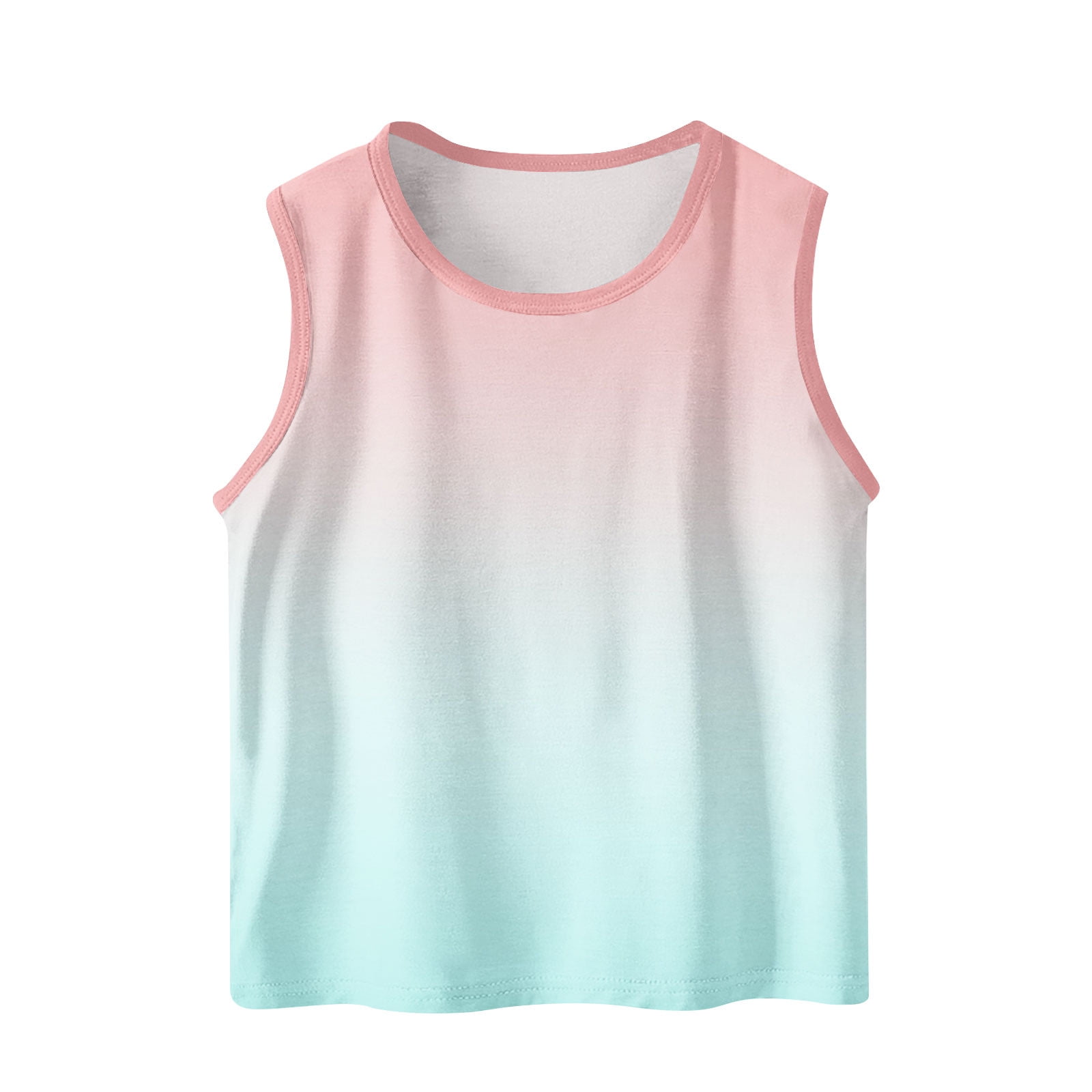 Hrsba Kids Boys And Girls Summer Tank Top Gradient Color Crew Neck ...