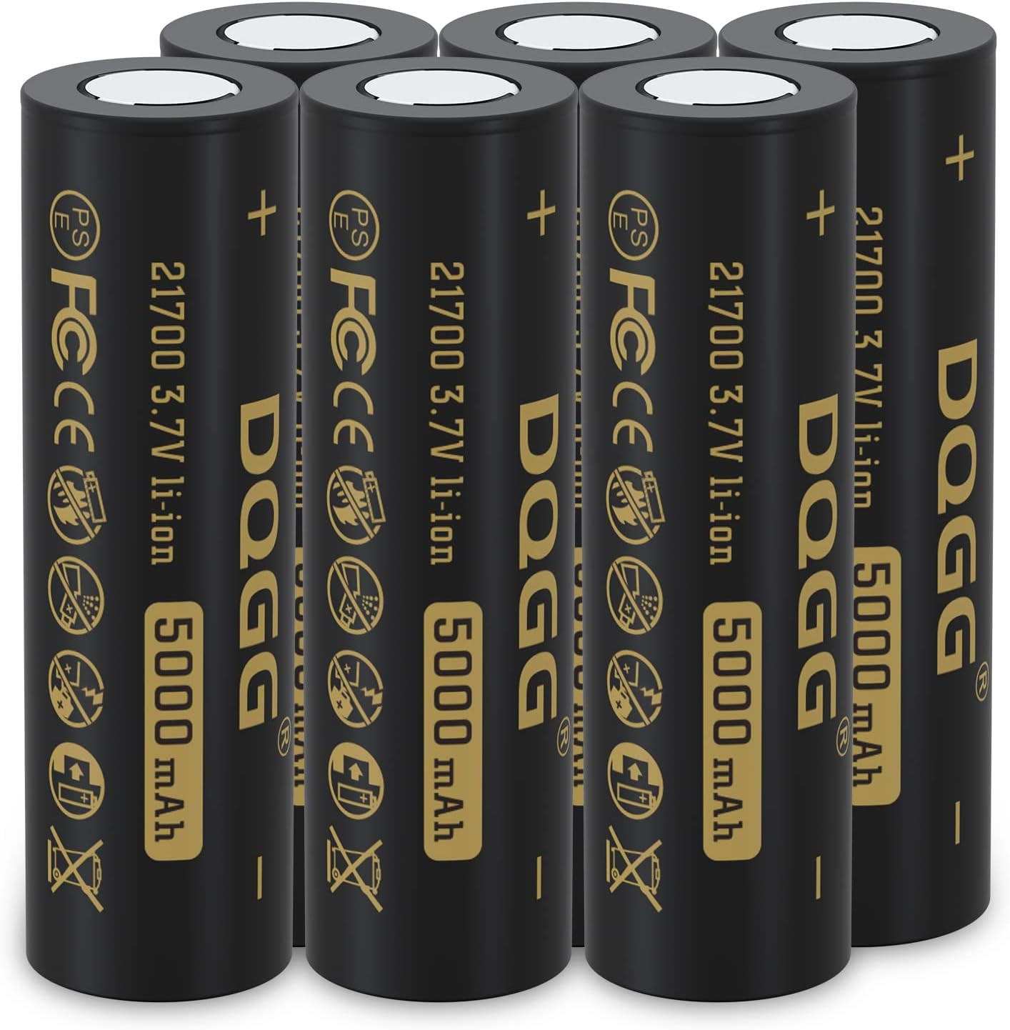 21700 Rechargeable Battery Flat Top 3.7V 5000mAh for Flashlights ...