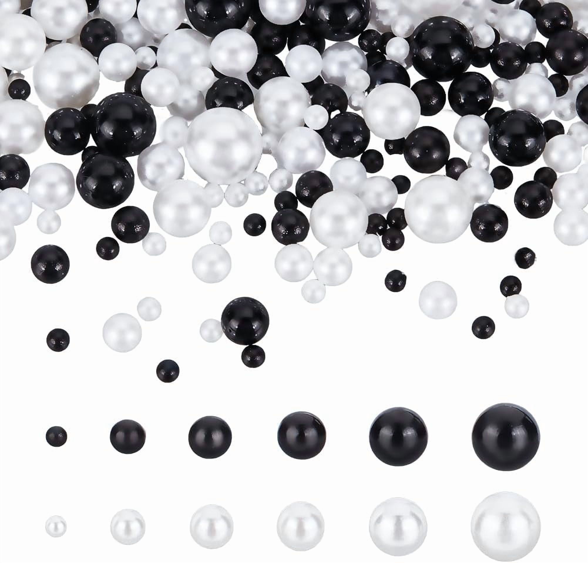 2180 pcs Craft No Holes Pearls 12 Styles 2.5/4/5/6/7/8mm Black & White ...