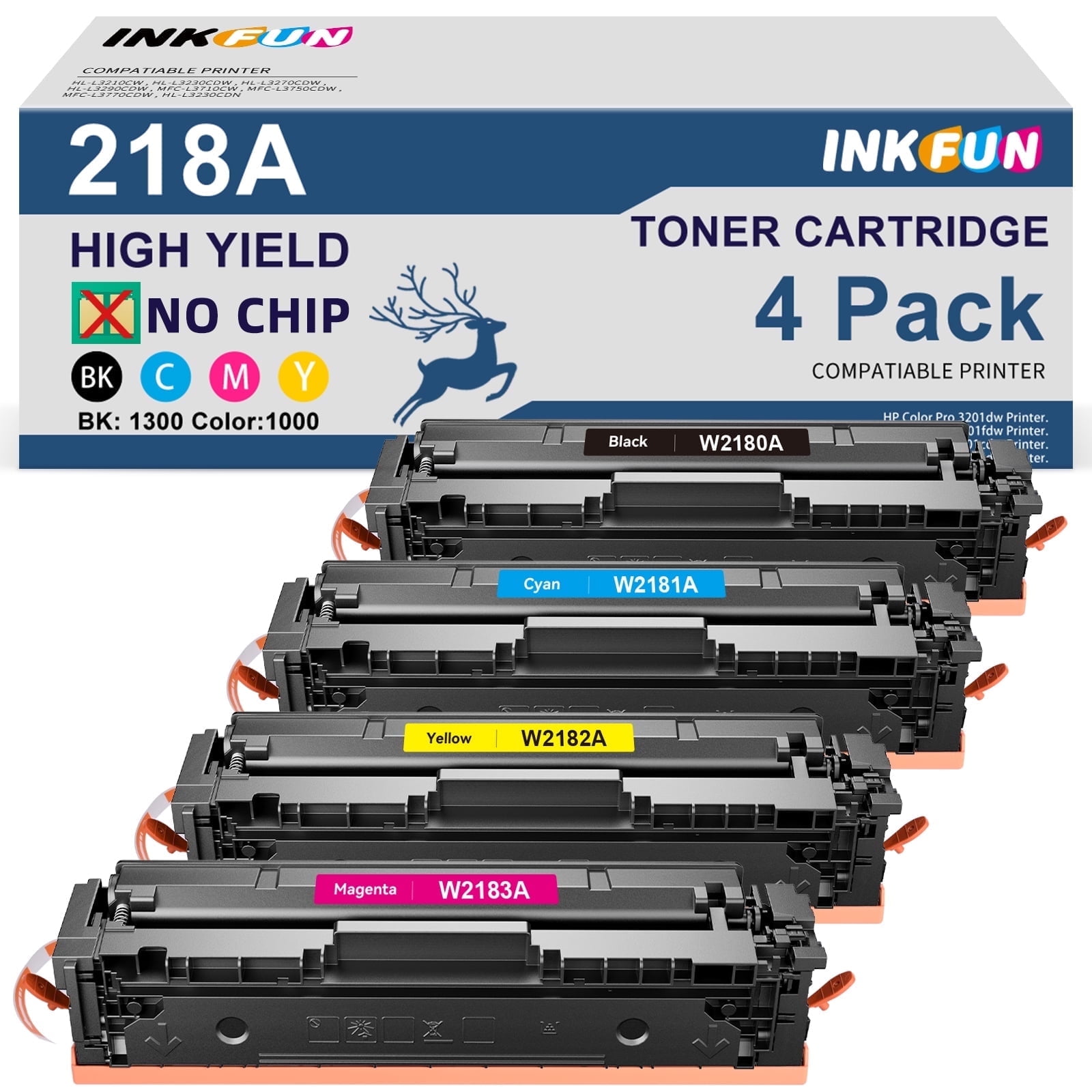 218A Toner Cartridge (No Chip) Compatible for HP 218A 218X W2180X ...