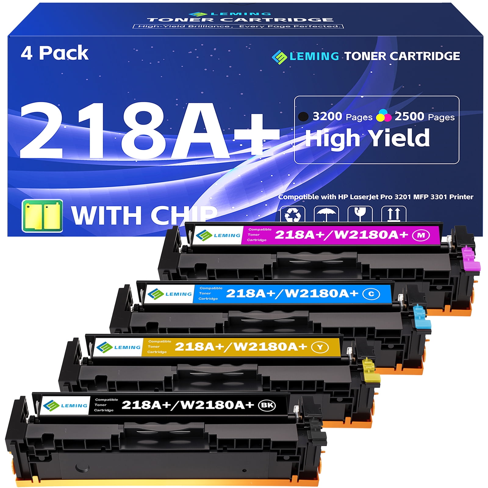 218X 218A Toner Cartridges With Chip 4pack Compatible for 218A 218X W2180A - Walmart.com