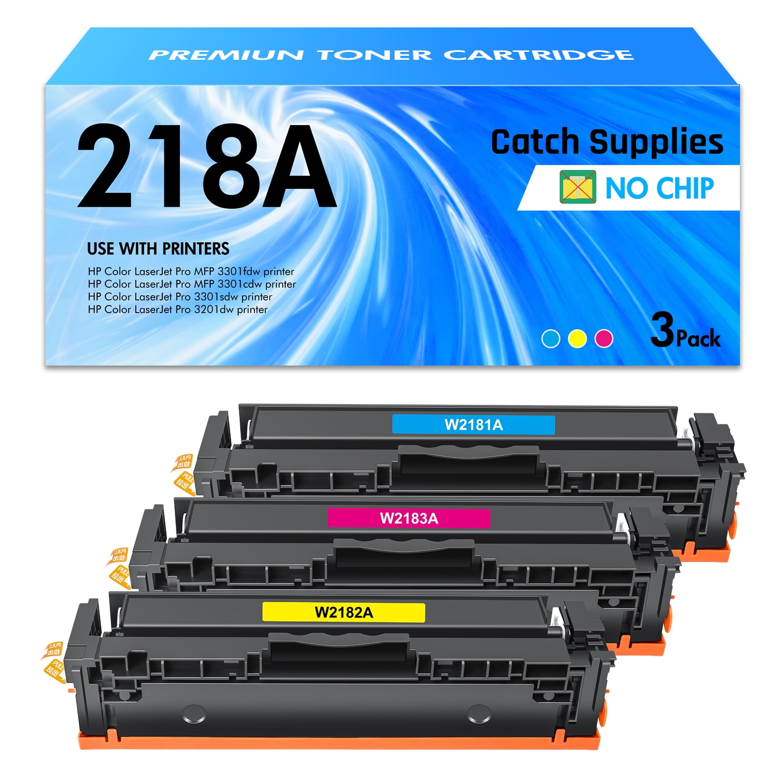218A Toner Cartridges (No Chip) 3 Pack Compatible for HP 218A W2180A ...
