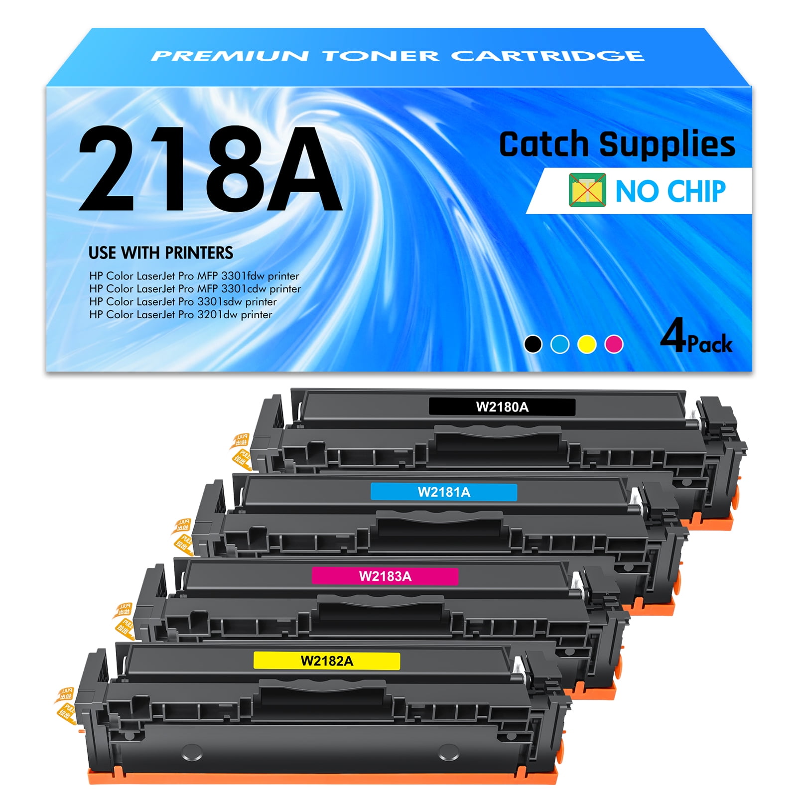 218A Toner Cartridges (No Chip) 4 Pack Compatible for HP 218A W2180A ...