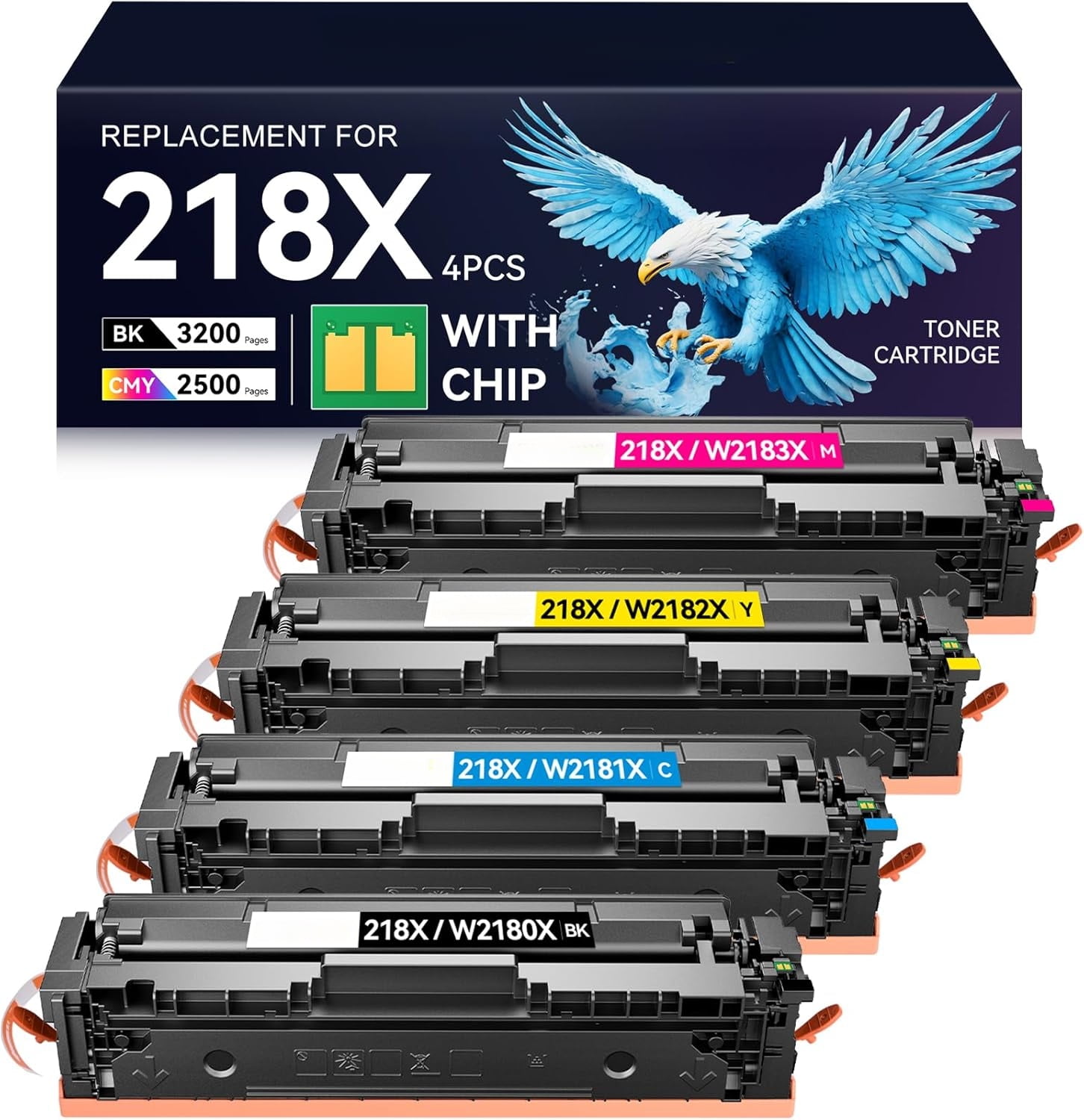 218X Toner Cartridges 4 Pack with Chip - 3301fdw Compatible Replacement ...