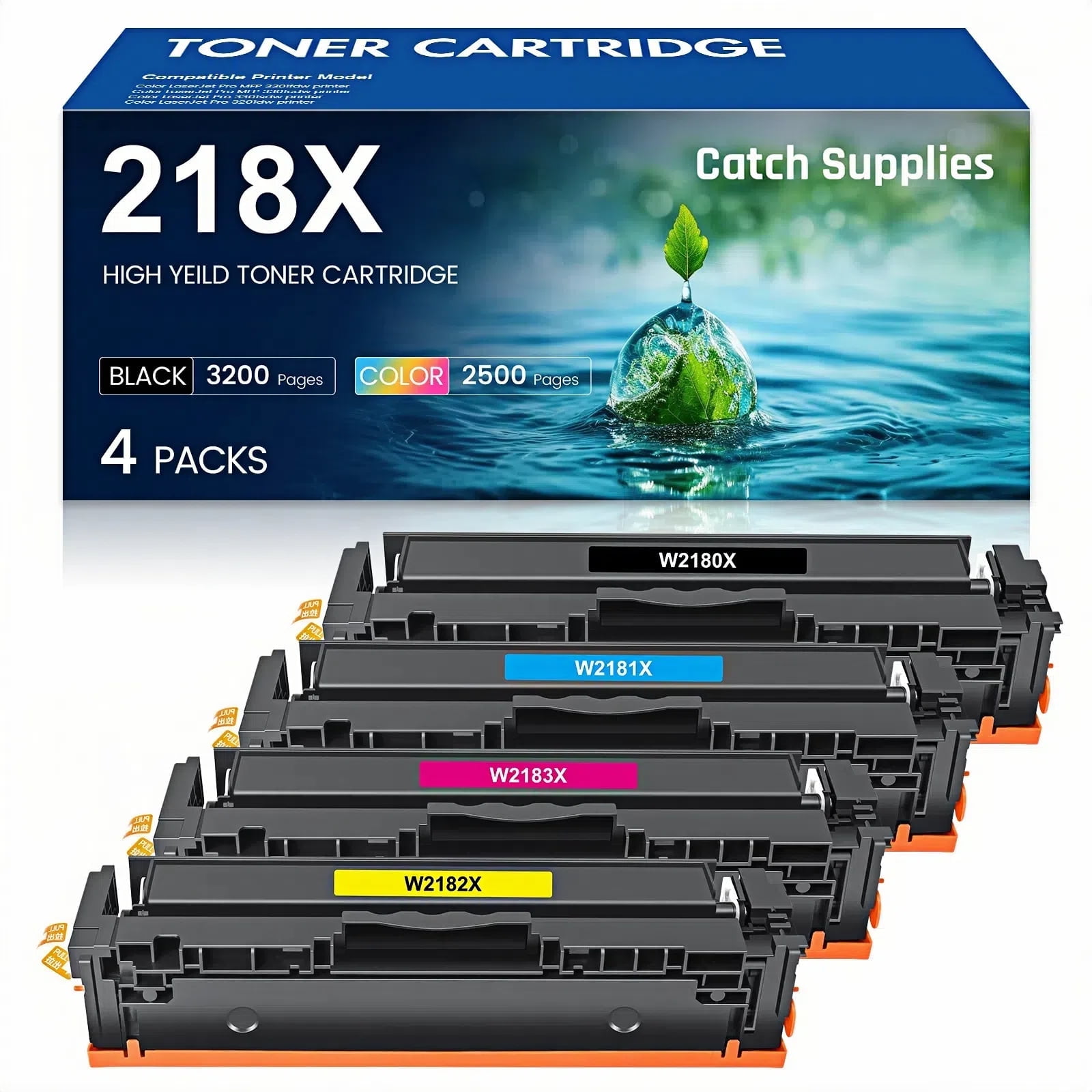 218X Toner Cartridges (No Chip) 4 Pack Compatible for HP 218X W2180X ...