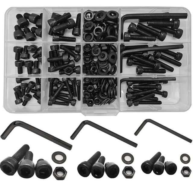 219 Pcs M4 M5 M6 Black Metric Hex Socket, 12.9 Grade Alloy Steel Head ...