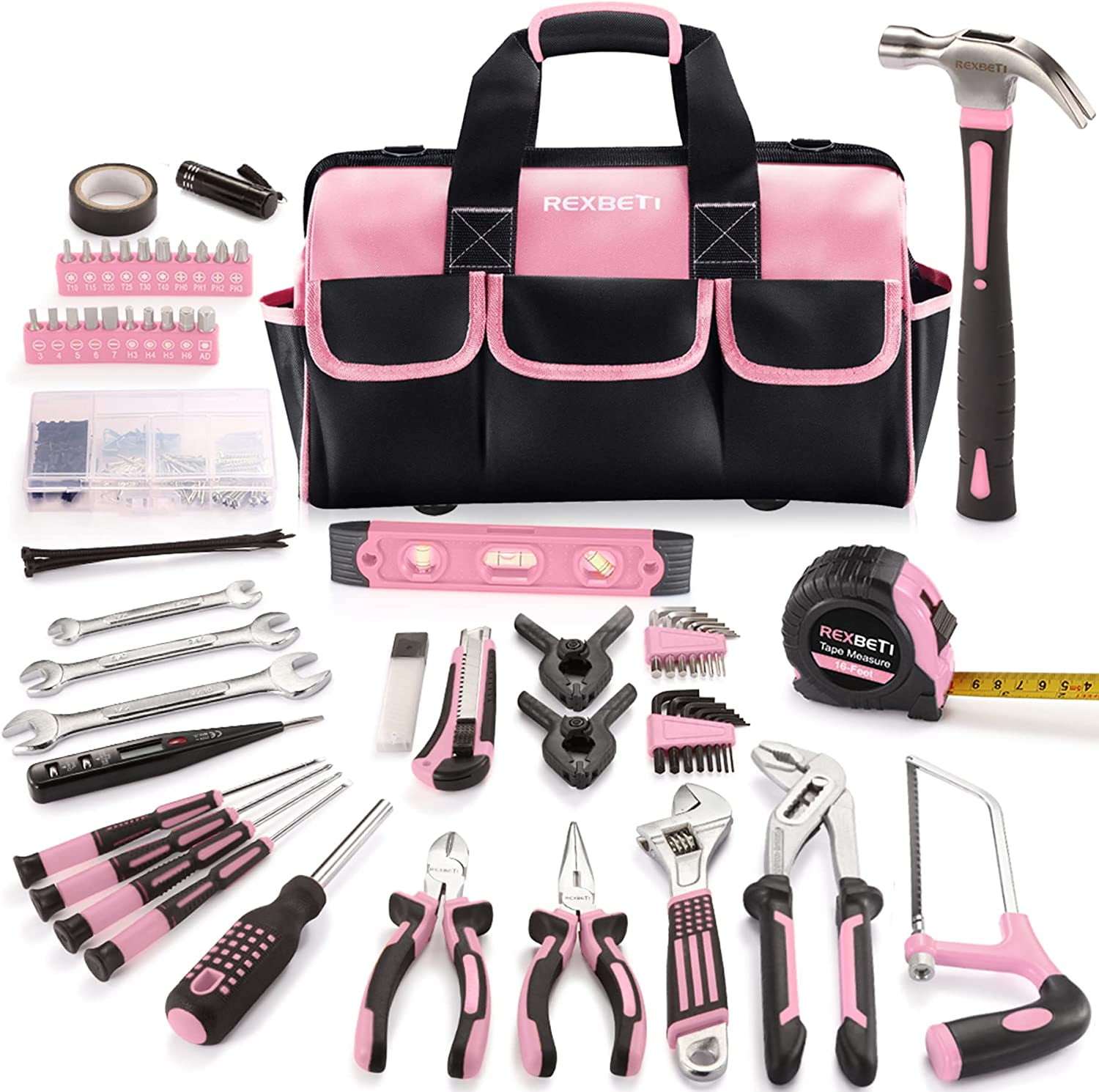 219-Piece Premium Tool Kit with 16 inch Tool Bag, Steel Home Repairing Tool Set, Large Mouth ...