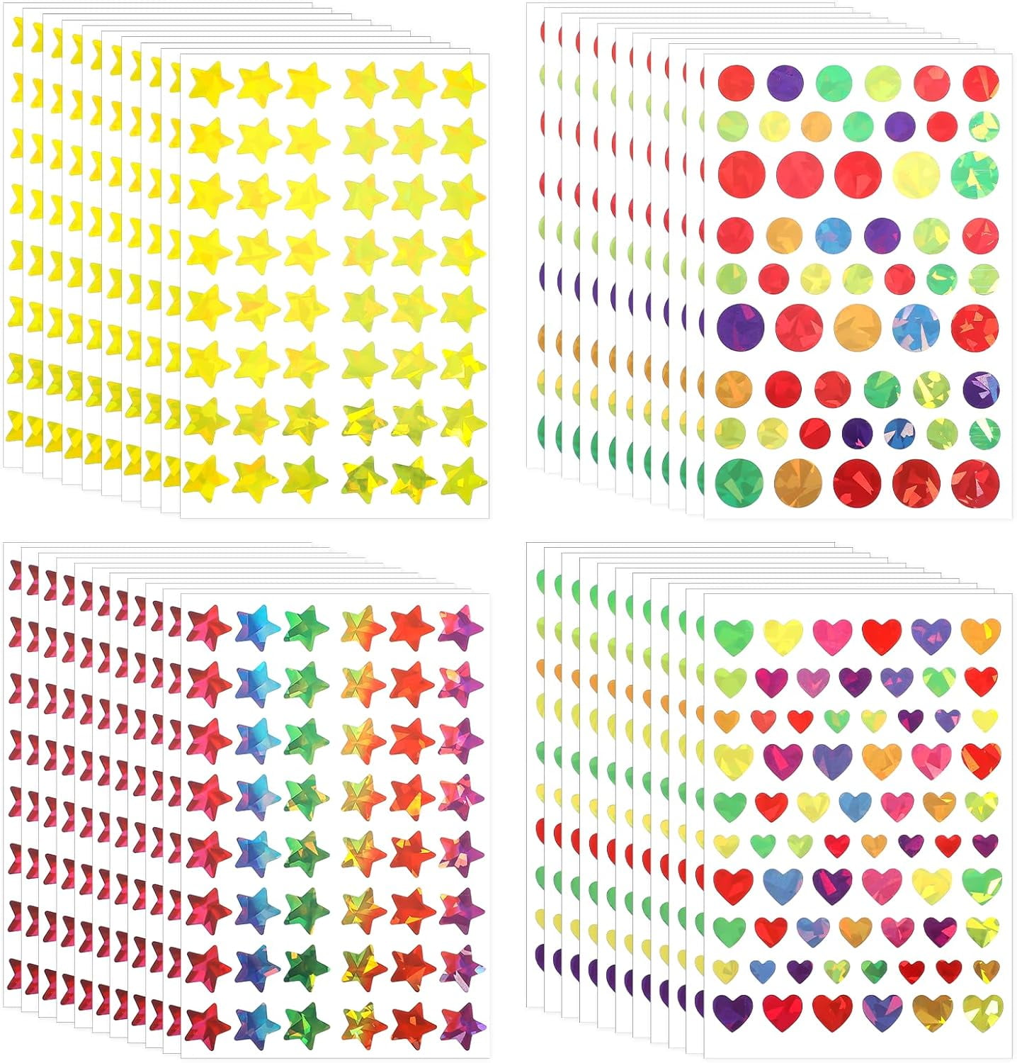 2190 Pcs Holographic Behavior Chart Stickers Rainbow Small Star ...