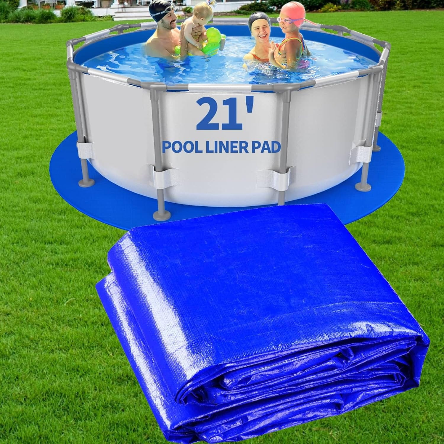 21FT Round Pool Liner Pad for Above Ground Pools, Thickened Puncture ...