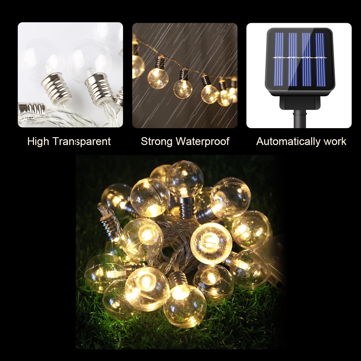 21Ft.LED Outdoor Patio String Lights with 30 Shatterproof LED Clear ...