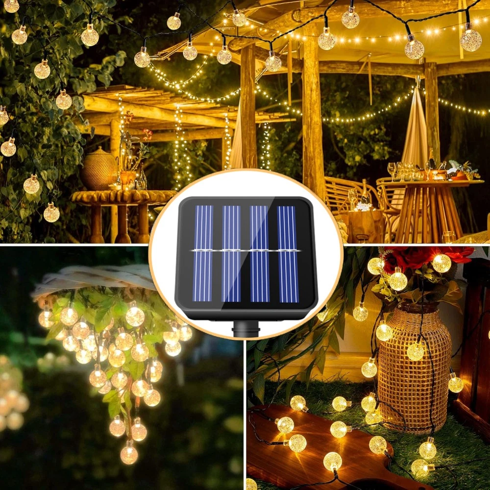 21Ft Outdoor String Lights 30 Led Solar Bulb Patio Party Yard Garden ...