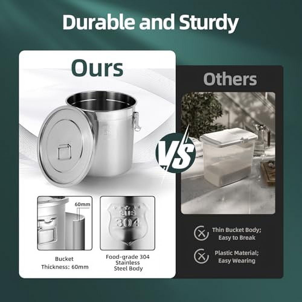 21L Stainless Steel Airtight Canister Rice Cereal Grain Canisters ...