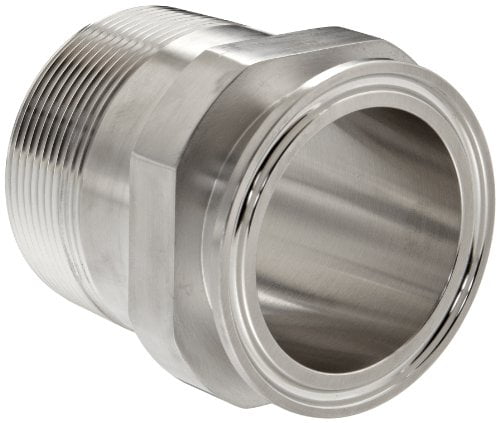 21MP-R200 Stainless Steel 316L Sanitary Fitting, Clamp Adapter, 2" Tube OD x 2" NPT Male ...