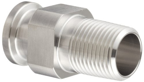 21MP-R7550 Stainless Steel 316L Sanitary Fitting, Clamp Adapter, 3/4" Tube OD x 1/2" NPT Male ...