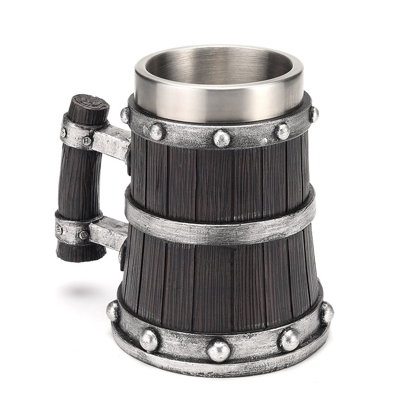 21OZ Nordic Viking Mug, pirate Beer Cup,Wooden Barrel Beer Mug ...