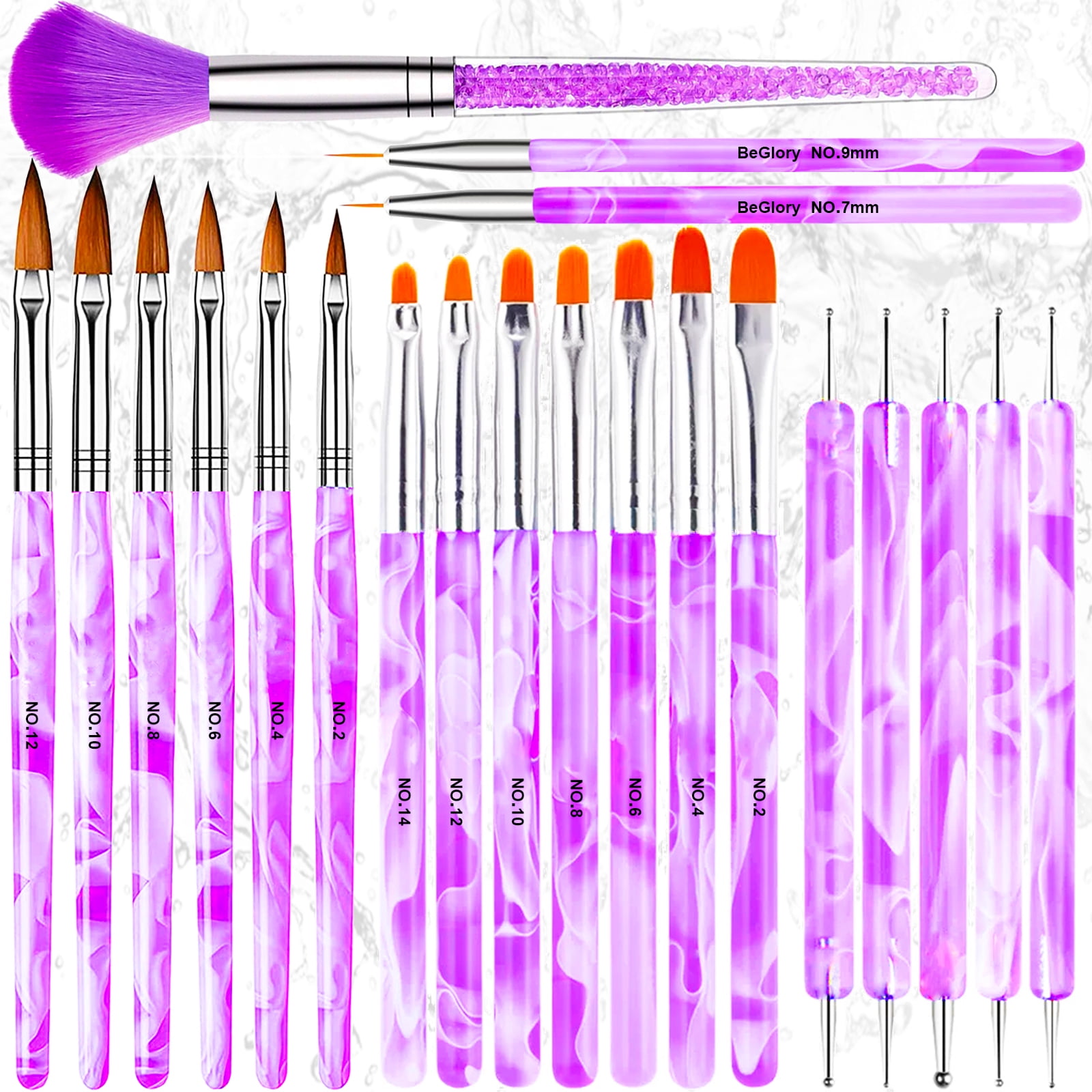 21PCS Acrylic Nail Brush Set, UV Gel Brushes, Dotting Tool, Dust ...