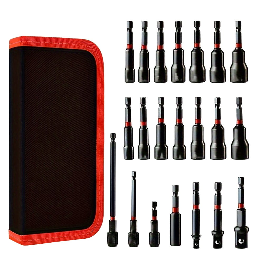 21PCS Magnetic Nut Driver Set Socket Adapters Bit Holder - Walmart.com