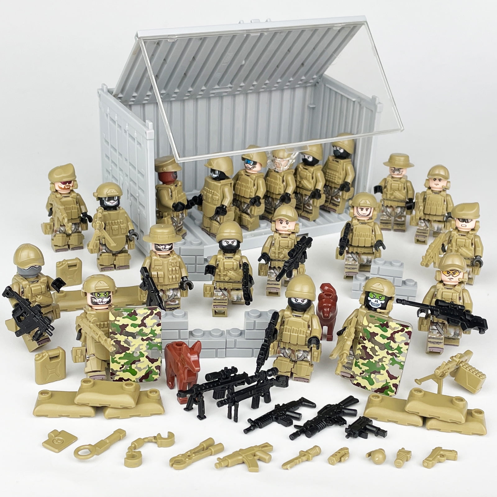 21PCS Military Army Action Figures – Desert Special Police Container ...