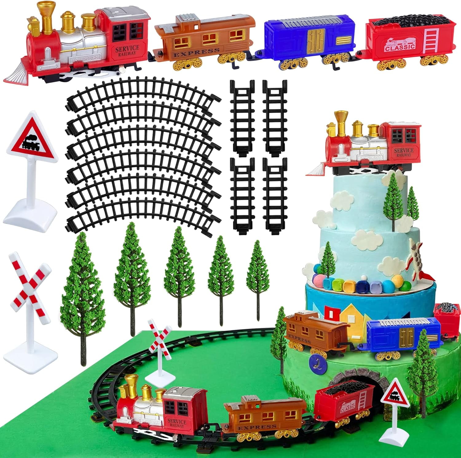 21PCS Train Cake Decorations Train Cake Toppers Train Birthday Party ...
