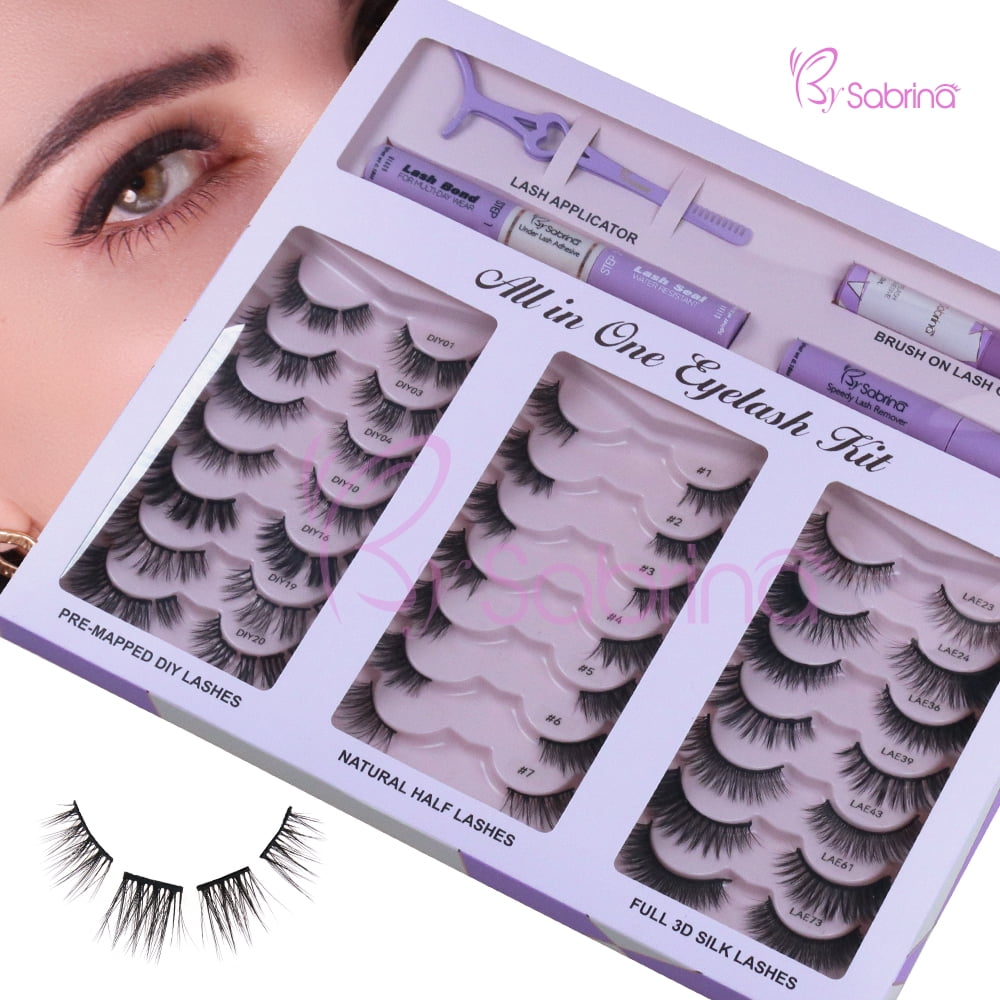 21Pairs Strip Lashes 21 Styles Mixed Natural Wispy Cat Eye Lash DIY ...