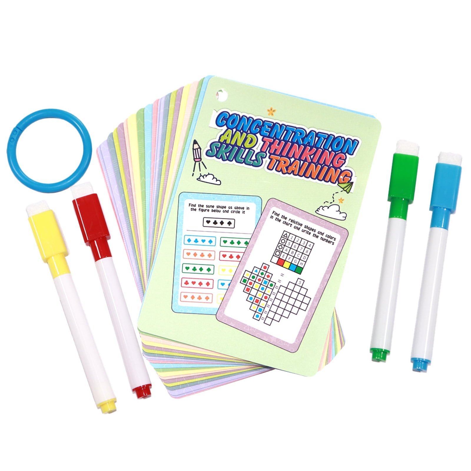 21Pc Flash Card Thinking Training Kit, Reusable Erasable Concentration ...