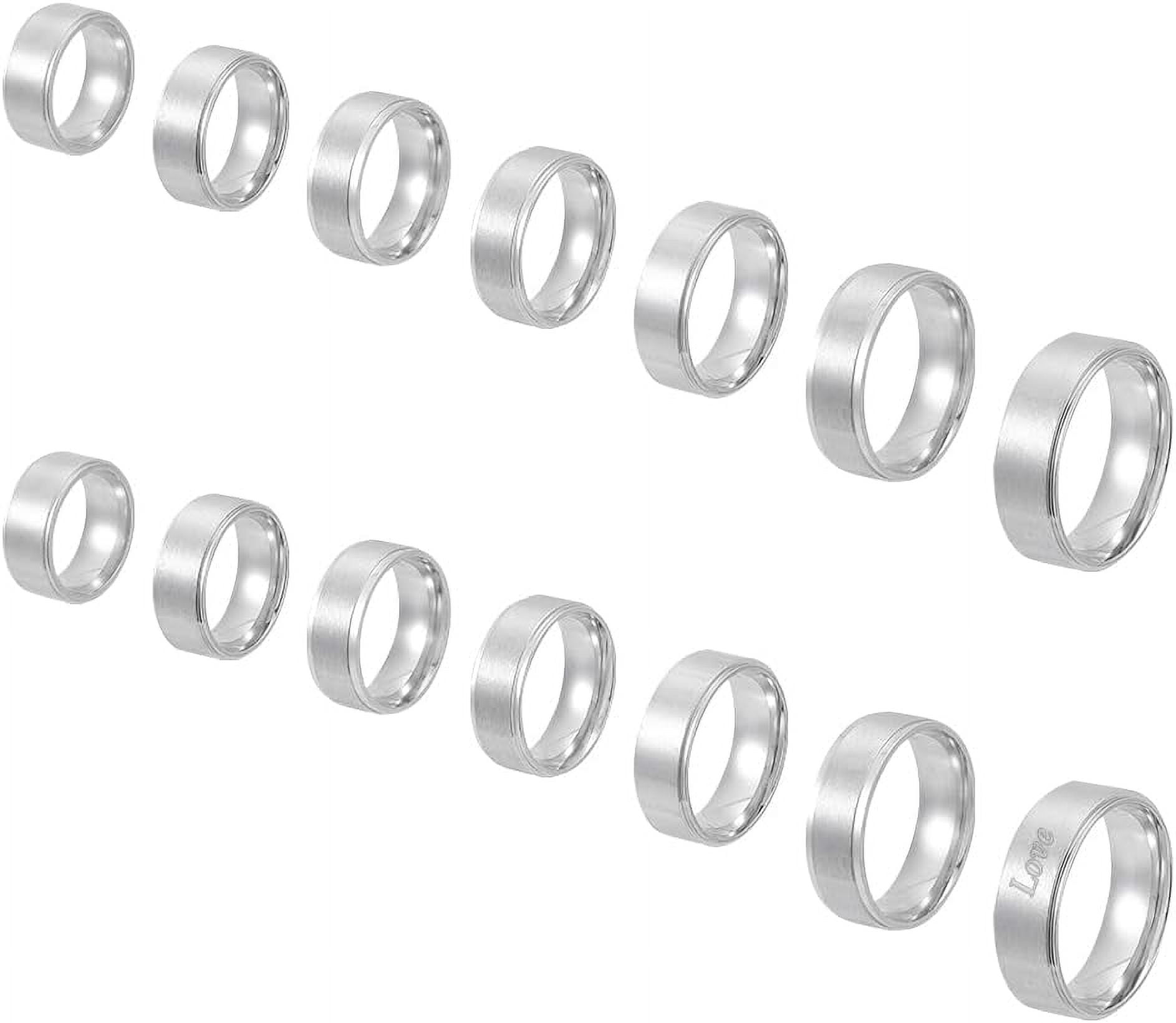 21Pcs 7 Sizes Stainless Steel Ring Blanks Finger Ring Making Supplies ...