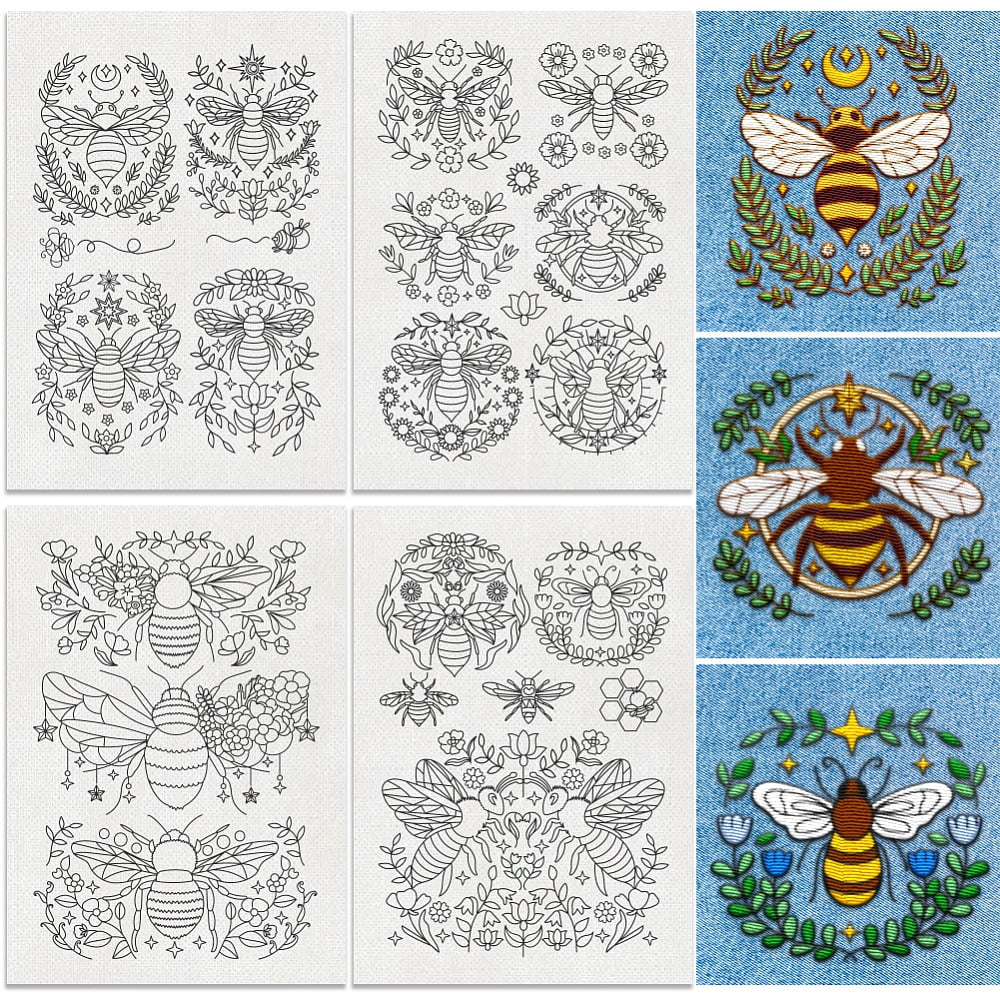 21Pcs Bee Water Soluble Hand Sewing Stabilizers 8.3"x11.7" Bee Vine ...
