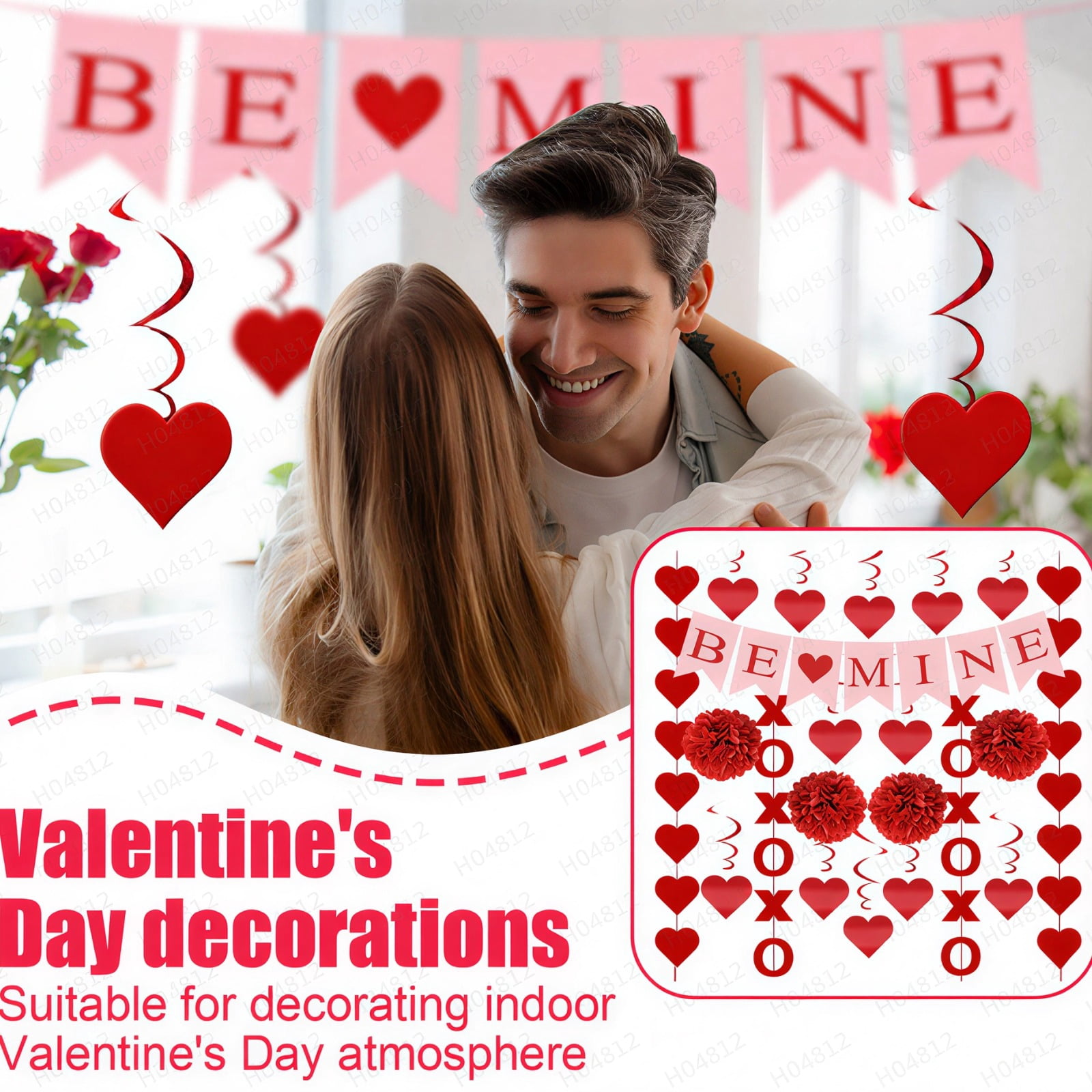 21Pcs Complete Valentines Decorations Kit Pre-Assembled Garland Hanging ...