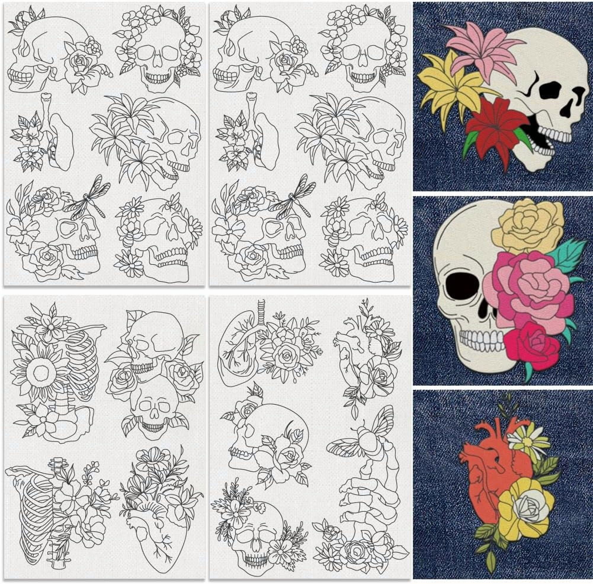 21Pcs Flower Embroidery Pattern Stabilizer 8.3x11.7 Floral Ribcage ...