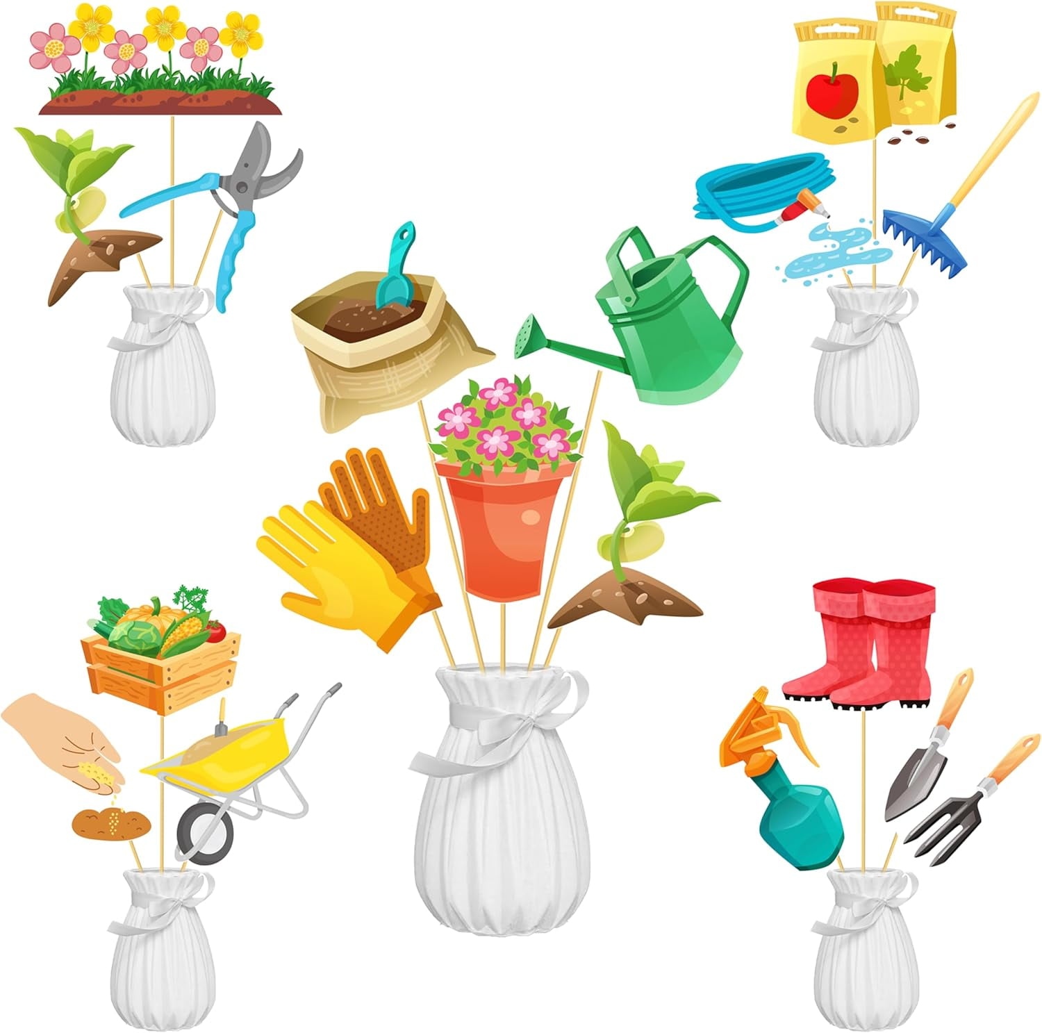21Pcs Gardening Tool Centerpiece Sticks Garden Birthday Party ...