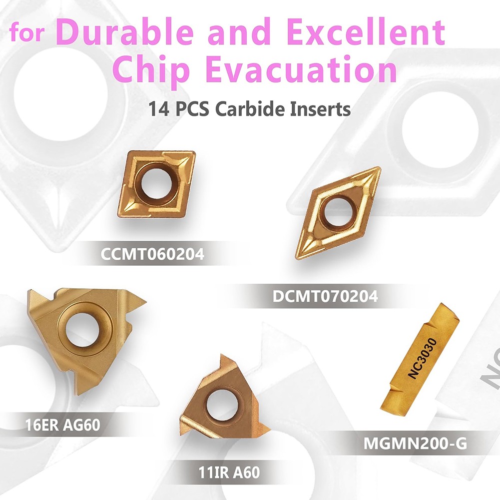 21Pcs Indexable Lathe Turning Tool Kit Metal Lathe Tool Holder Turning ...