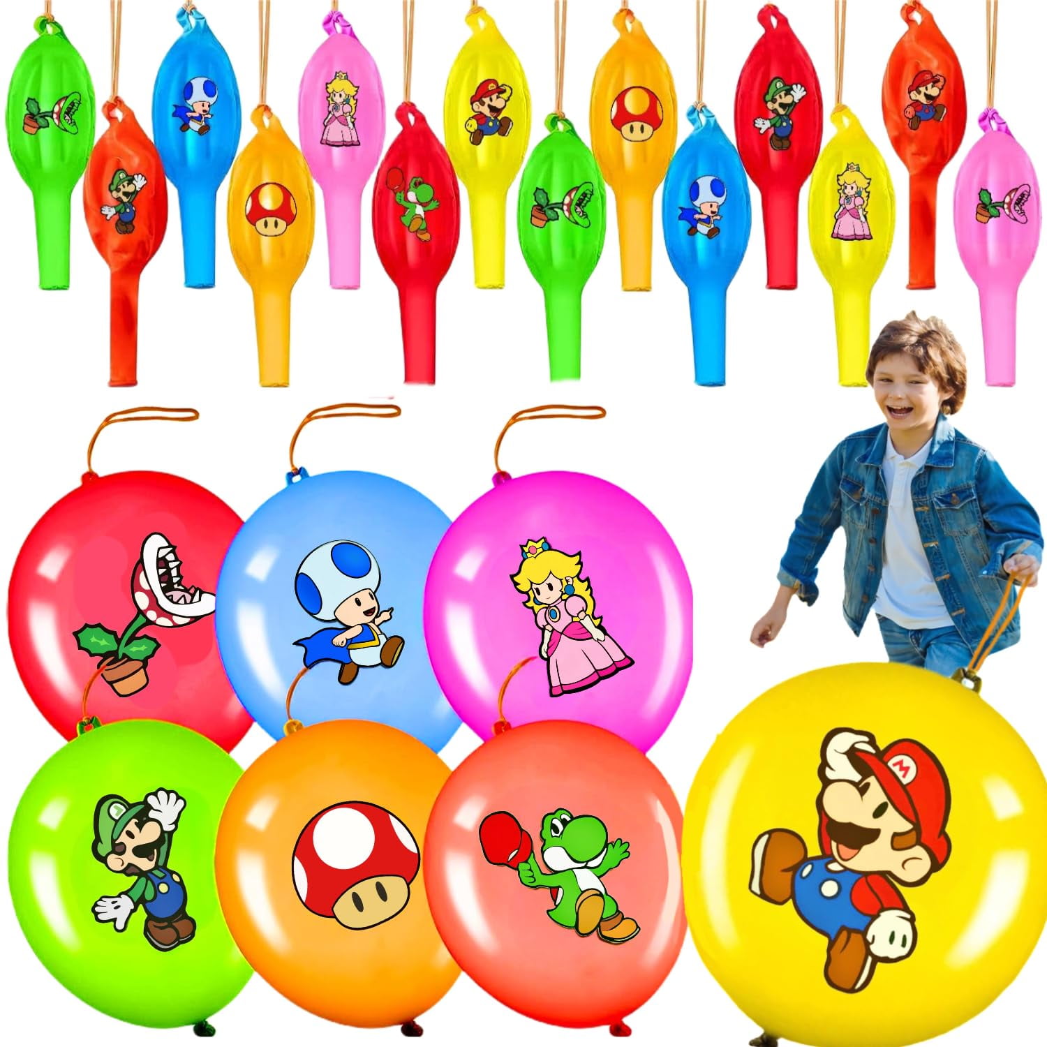 21Pcs Mario Punch Balloons STF9 Mario Party Favors for Mario Birthday ...
