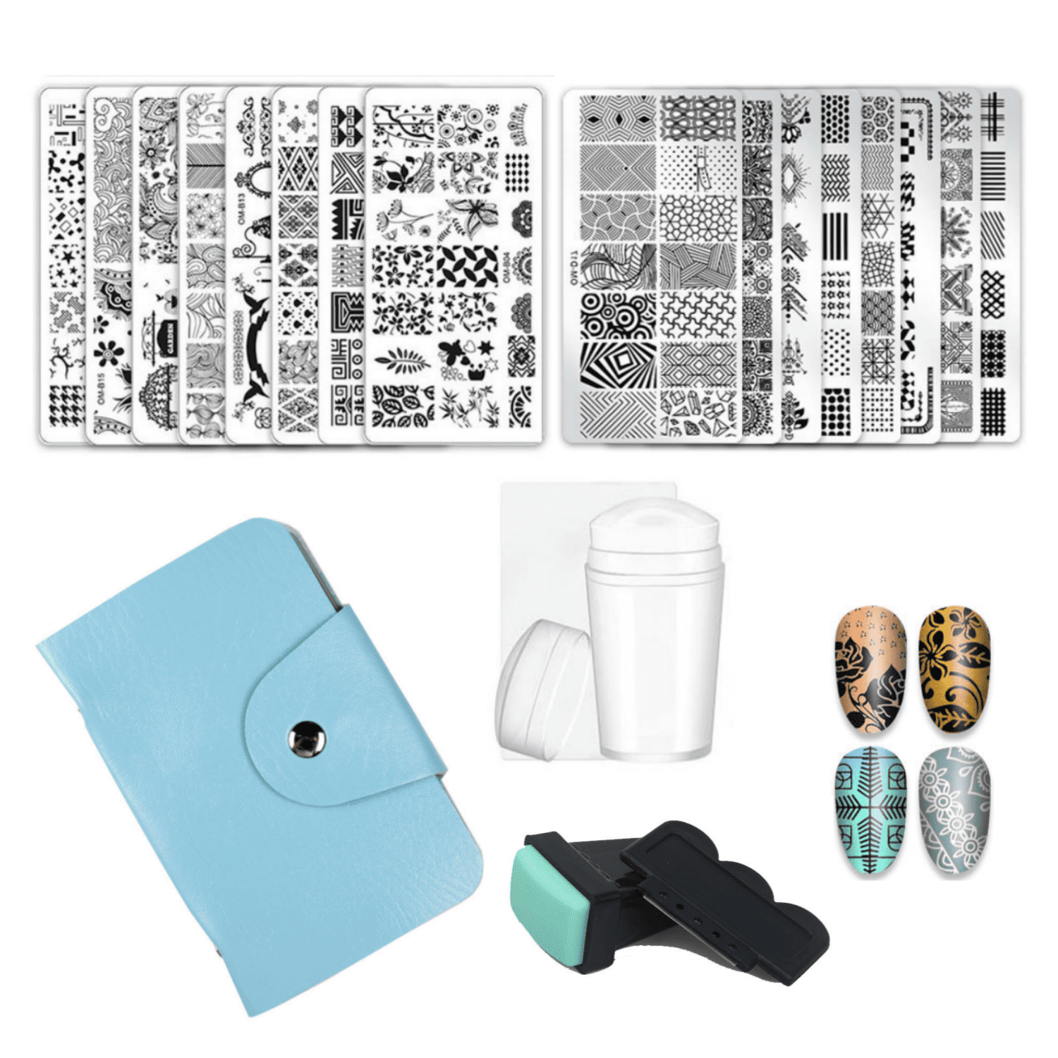 21Pcs Nail Stamp Plate Set,Jademall 16Pcs Mix Design Stamping Nail Art ...