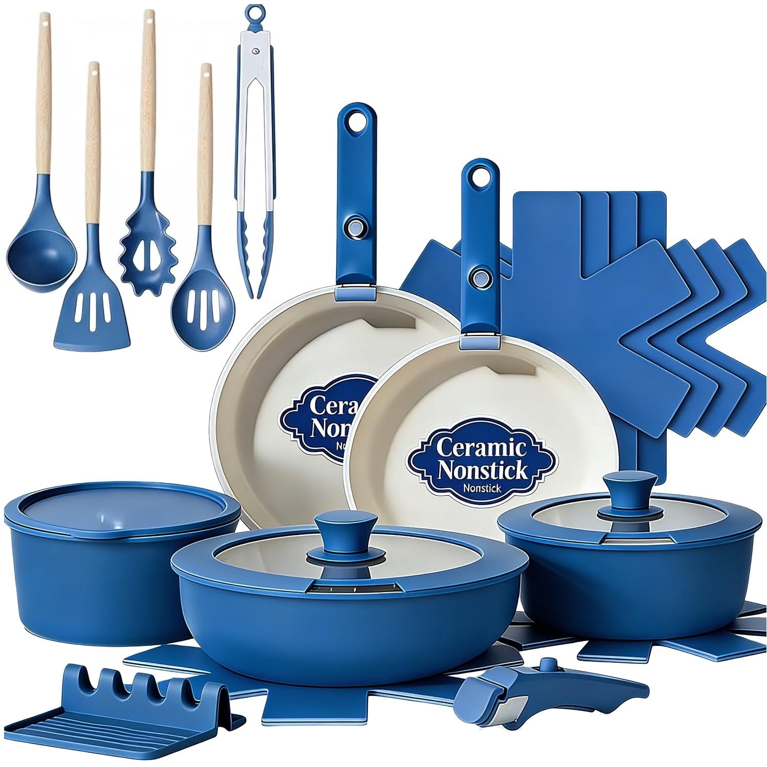 21Pcs Pots and Pans Set Non Stick, Nonstick Cookware Sets Detachable ...