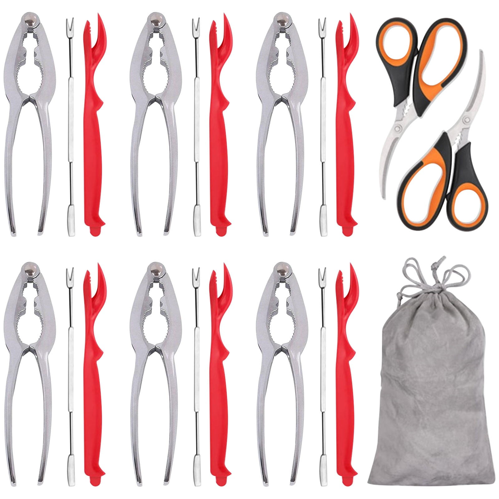 21Pcs Seafood Tool Set Nut Set Include 6 Crab Crackers 6 Lobster ...