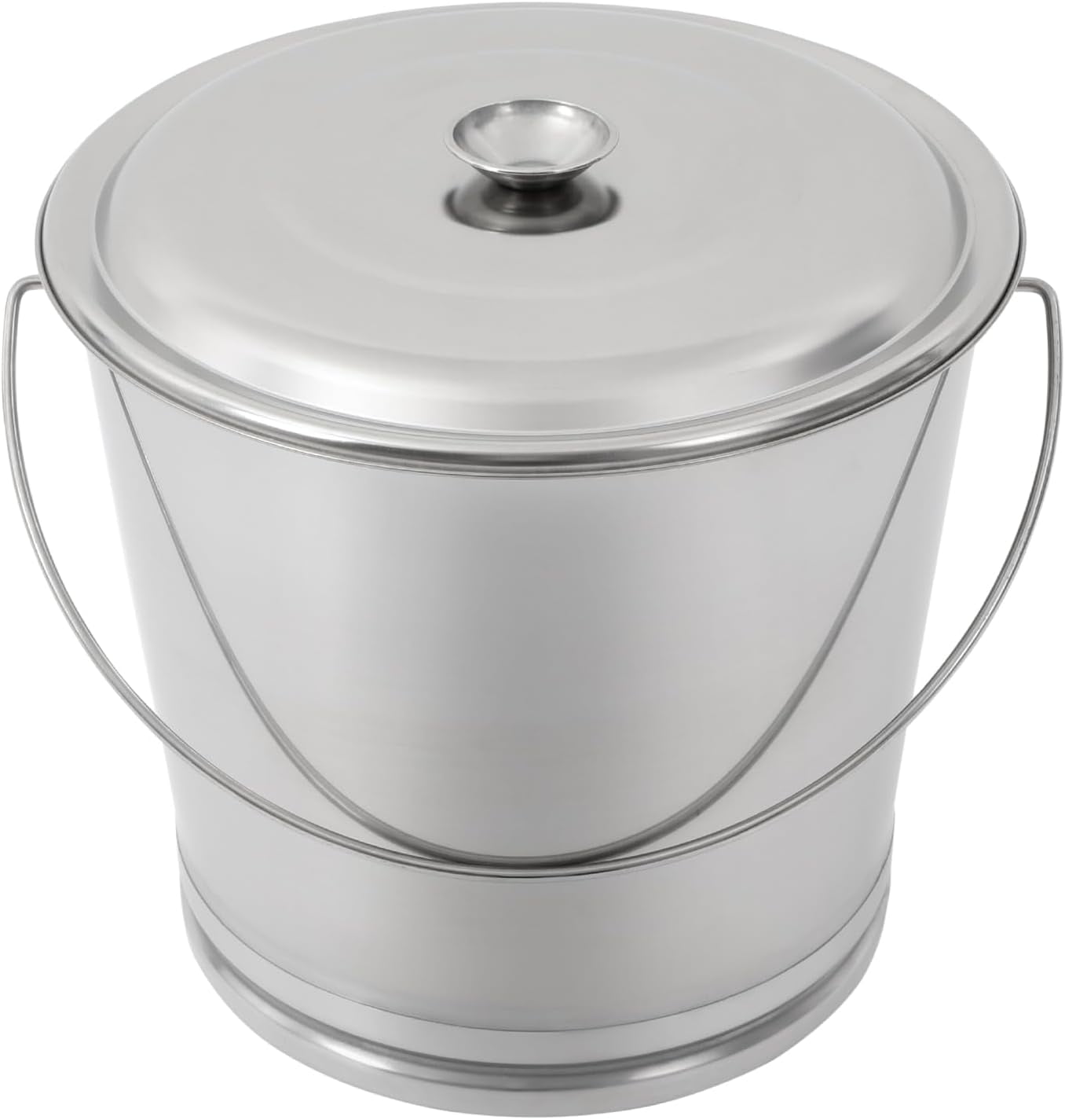 21QT Stainless Steel Milk Pail with Lid & Handle – Heavy Duty Metal Milk Jug, Ice Bucket, Goat ...