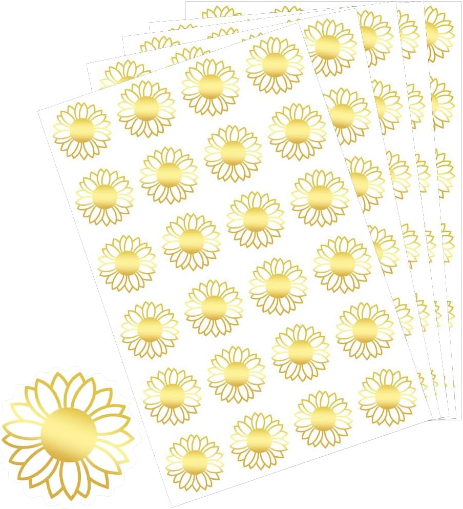 21Sheet 504Pcs Sunflower Envelope Stickers Embossed Flower Stickers ...