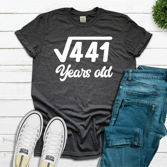21St Birthday Math T-Shirt: Square Root Of 441 Gift, Vintage T-Shirt ...