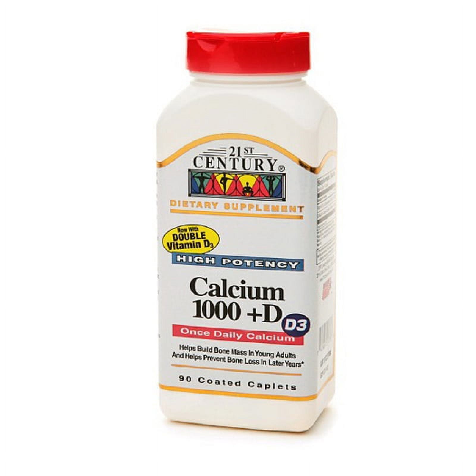21St Century Calcium 1000 Plus D, High Potency D3 Caplets - 90 Ea, 2 ...