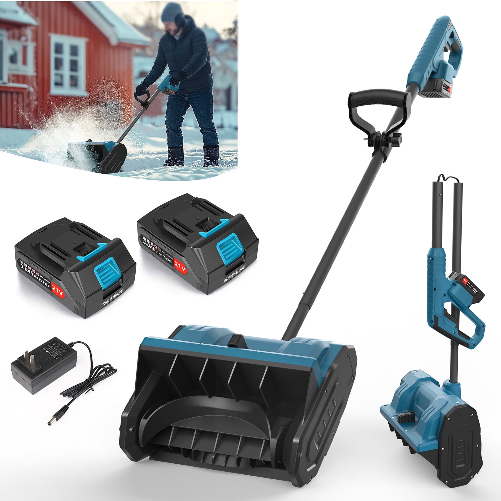 21V 13-Inch Cordless Electric Snow Shovel with Directional Plate ...