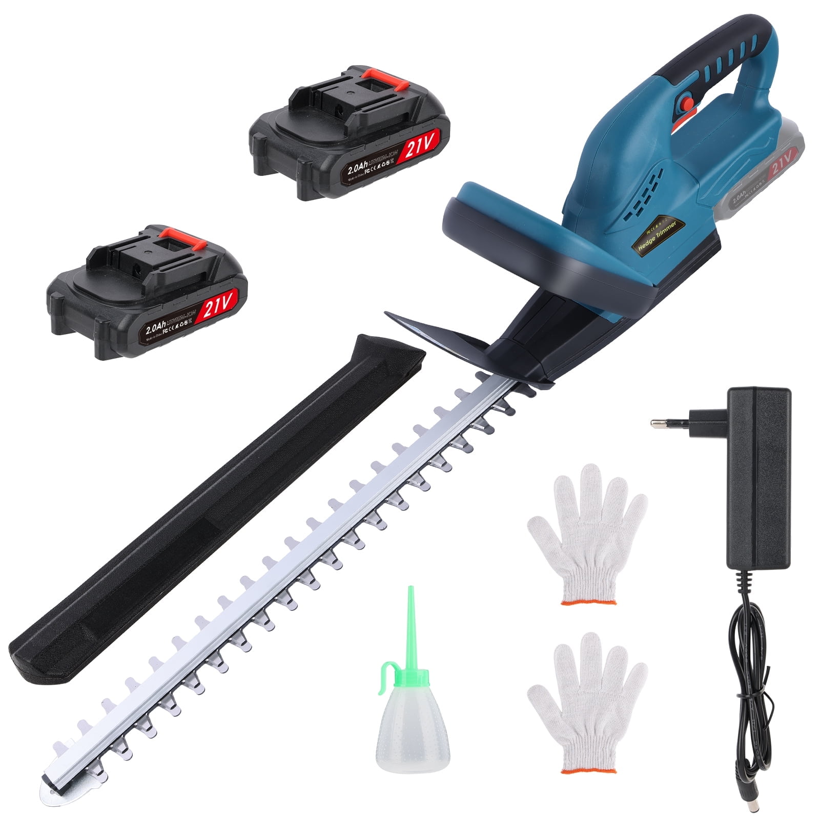 21V 20" Cordless Electric Hedge Trimmer with 2.0Ah Battery & Charger ...