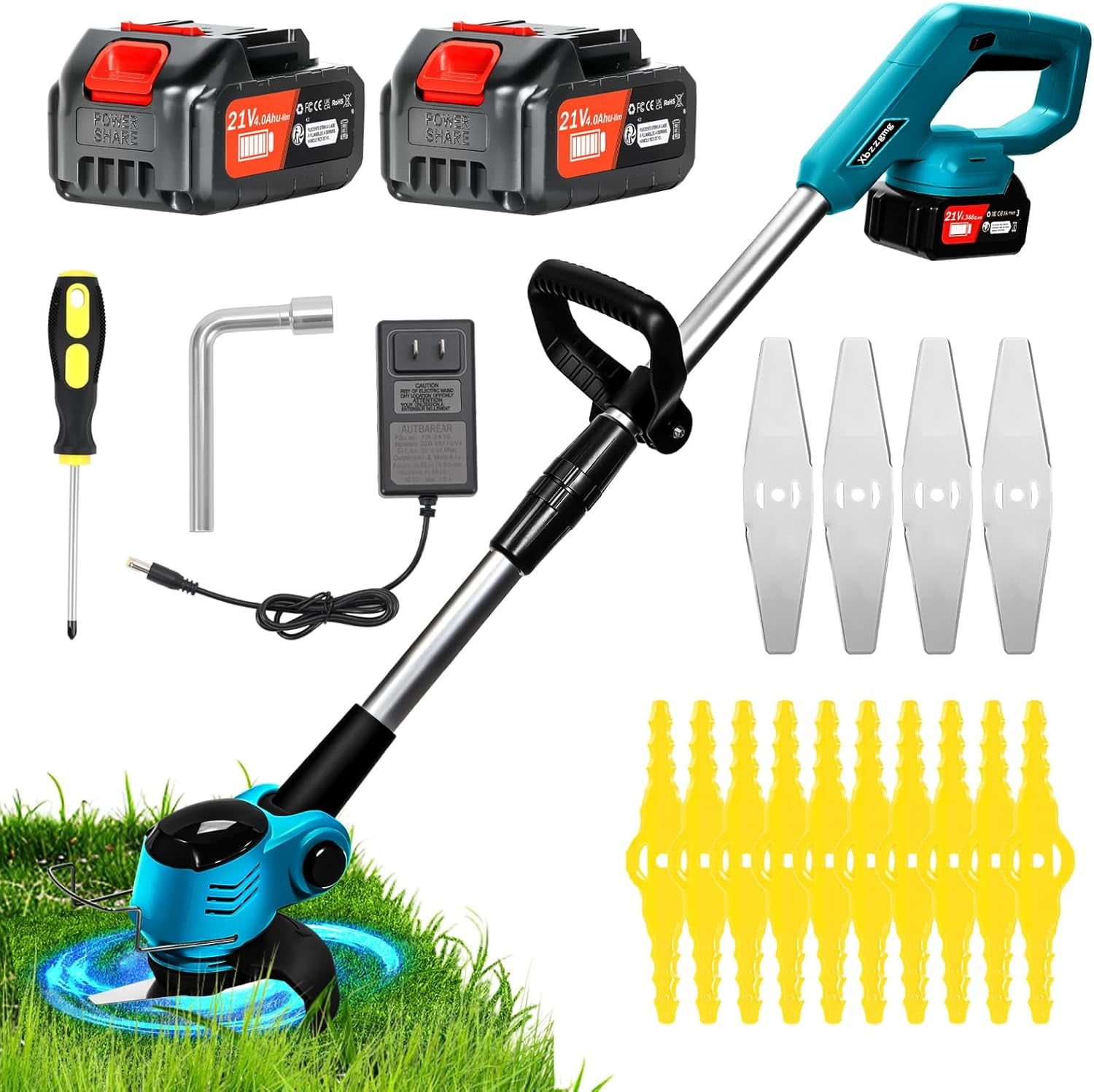 21V 4.0Ah Cordless Weed Wacker (Green): 3-in-1 Grass Trimmer/Edger, 2 ...