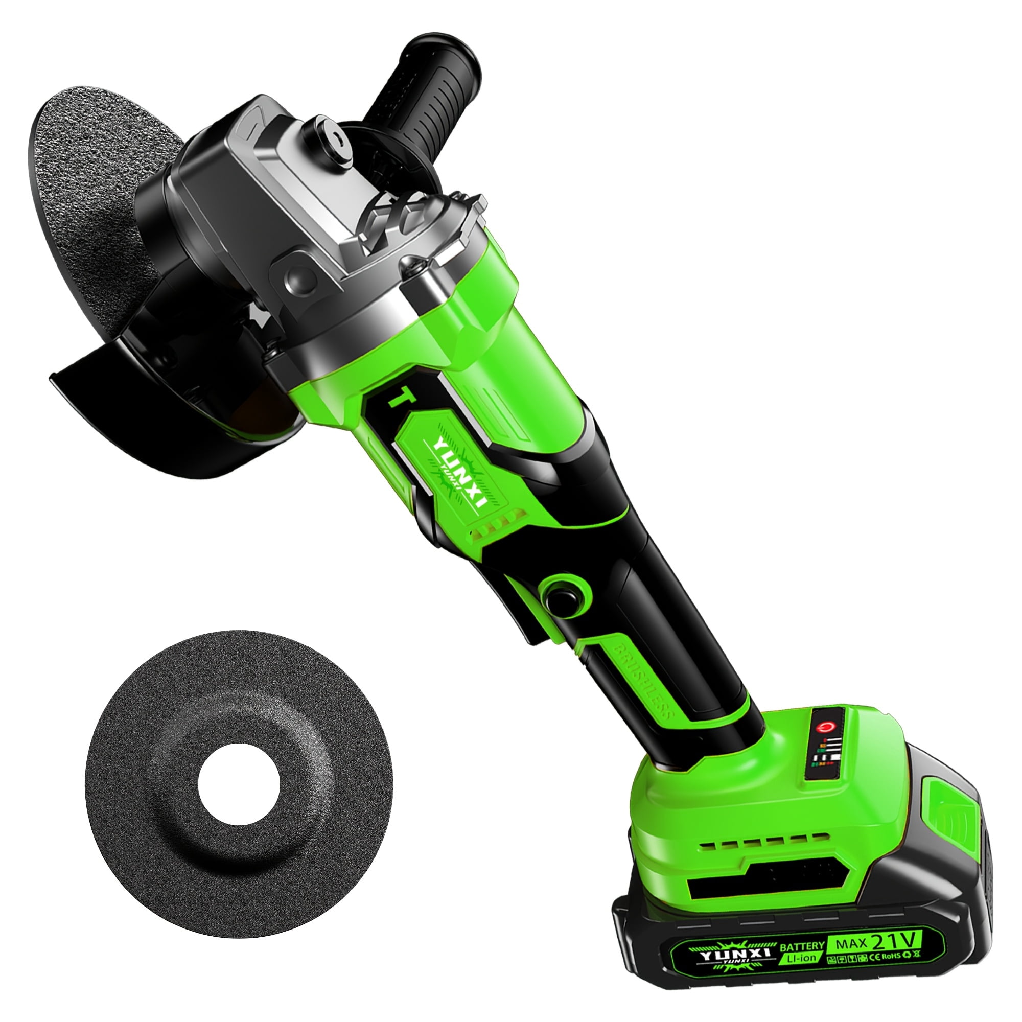 21V Brushless Cordless Angle Grinder, Variable Speed Lithium-ion Power ...