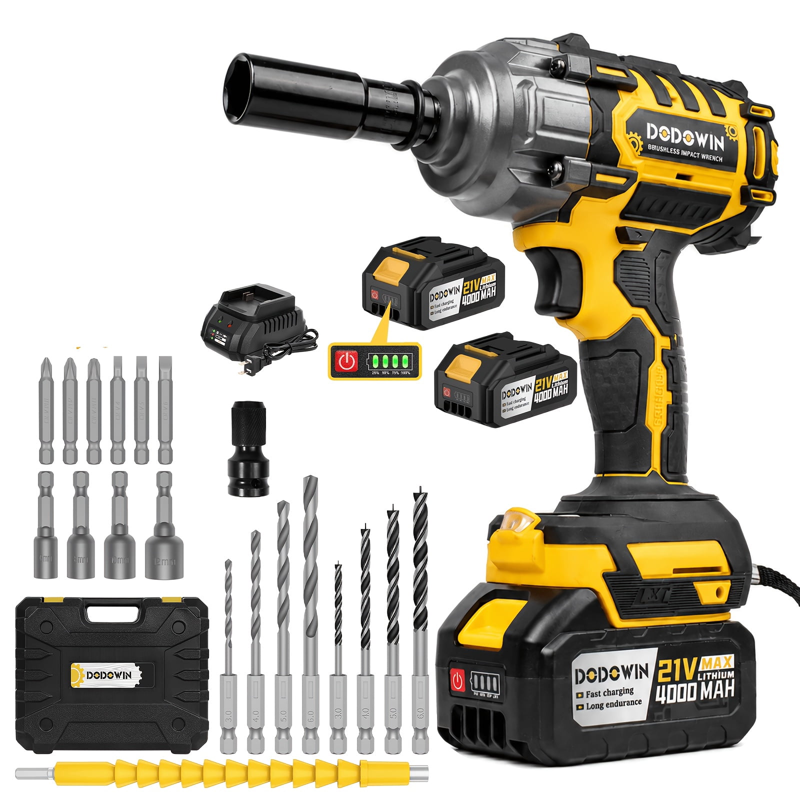 21V Brushless Cordless Impact Wrench Set, Electric Impact Gun for ...